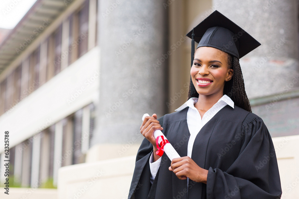 african female student with graduation certificate Stock Photo | Adobe ...
