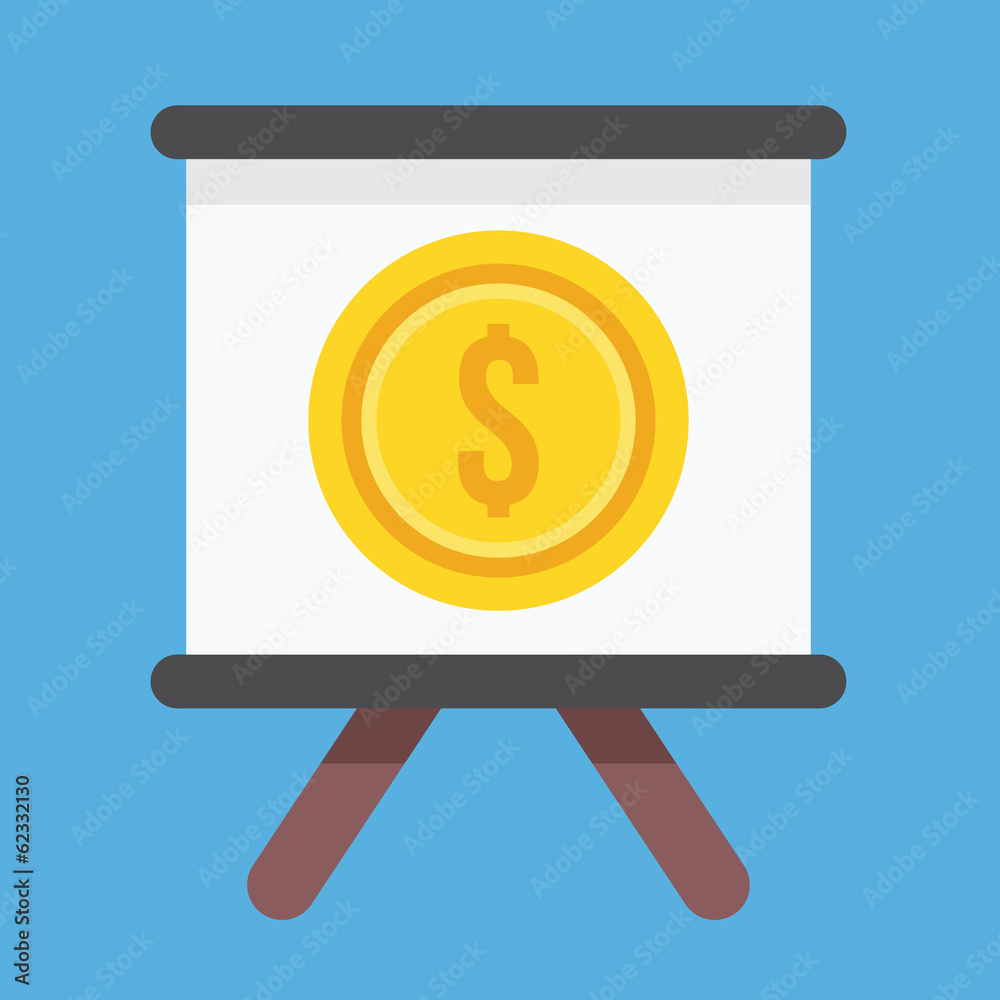 Vector Presentation Board and Dollar Sign Icon Stock Illustration ...