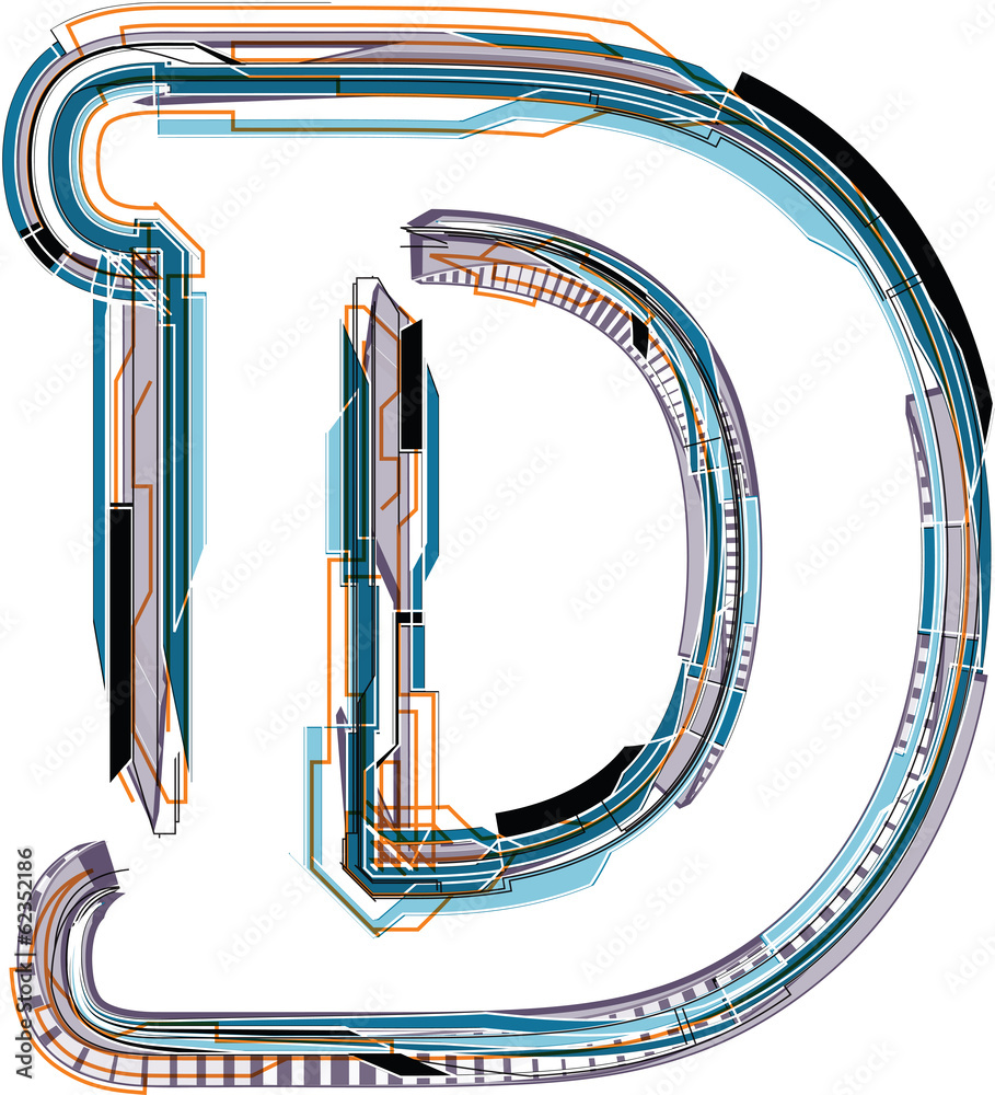 Font illustration LETTER D Stock Vector | Adobe Stock