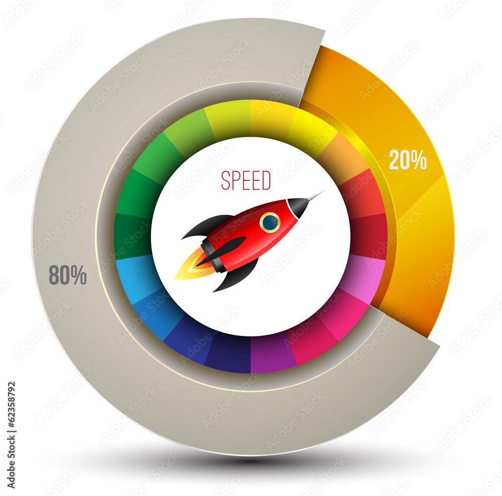 3d Circle graph with rocket star icons Stock Vector | Adobe Stock