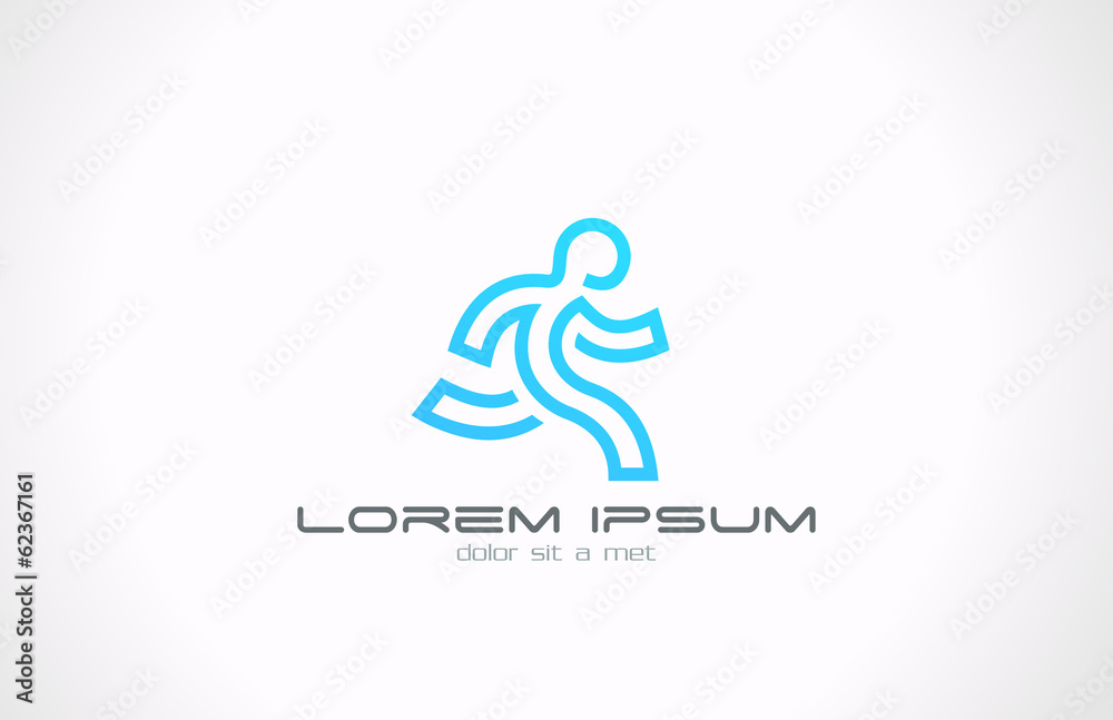Running man abstract vector logo design template. Line art Stock Vector ...