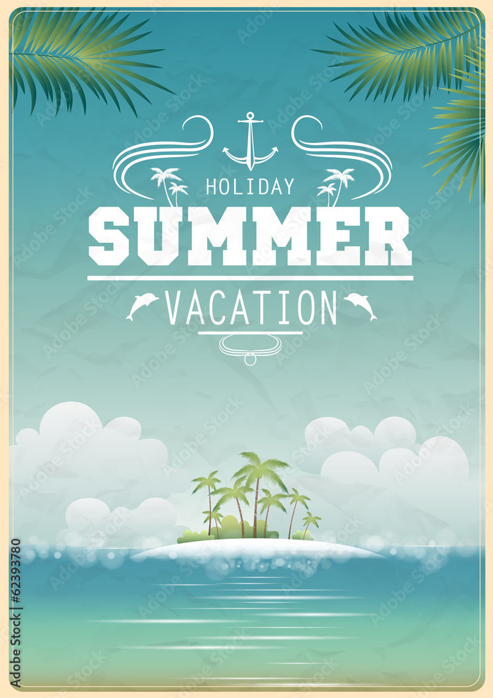 Vintage seaside view poster Stock Vector | Adobe Stock