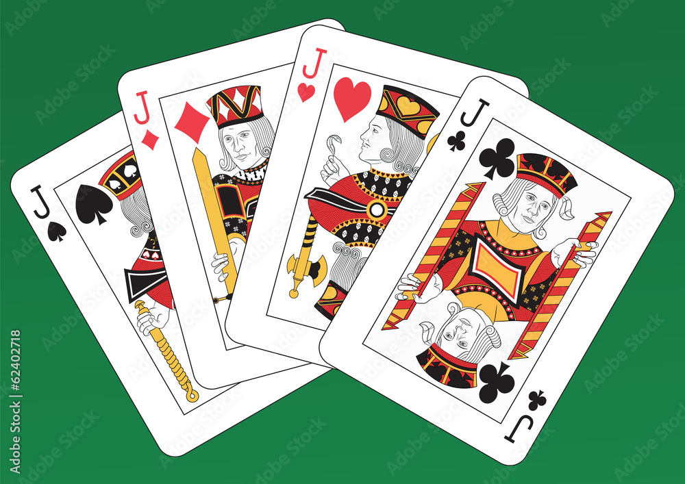 Four Jacks playing cards. Original figures Stock Vector | Adobe Stock