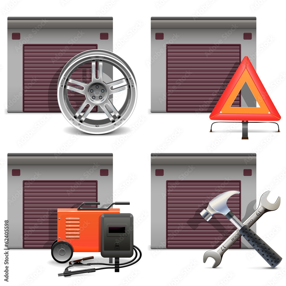 Vector Garage Icons set 3 Stock Vector | Adobe Stock