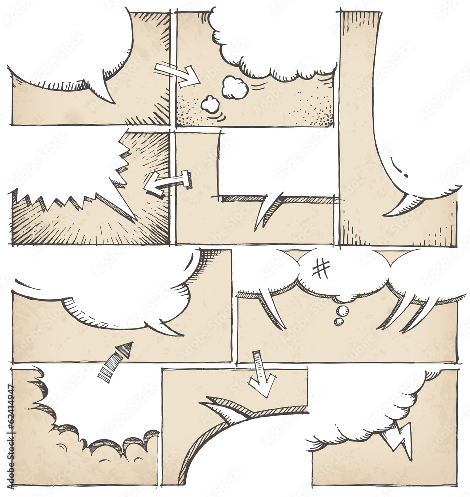 Hand Drawn Comic Book Page Template Stock Vector | Adobe Stock