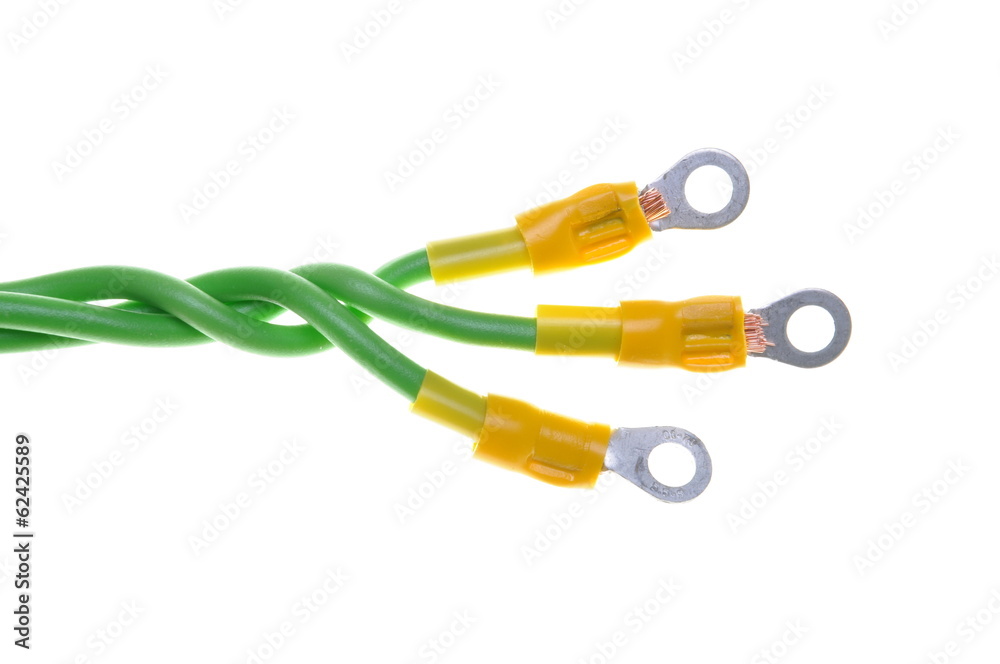 Electrical cable with terminal isolated on white background Stock Photo ...