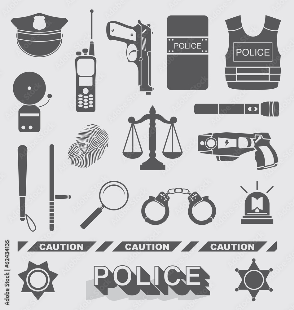 Vector Set: Police Officer and Detective Icons Stock Vector | Adobe Stock