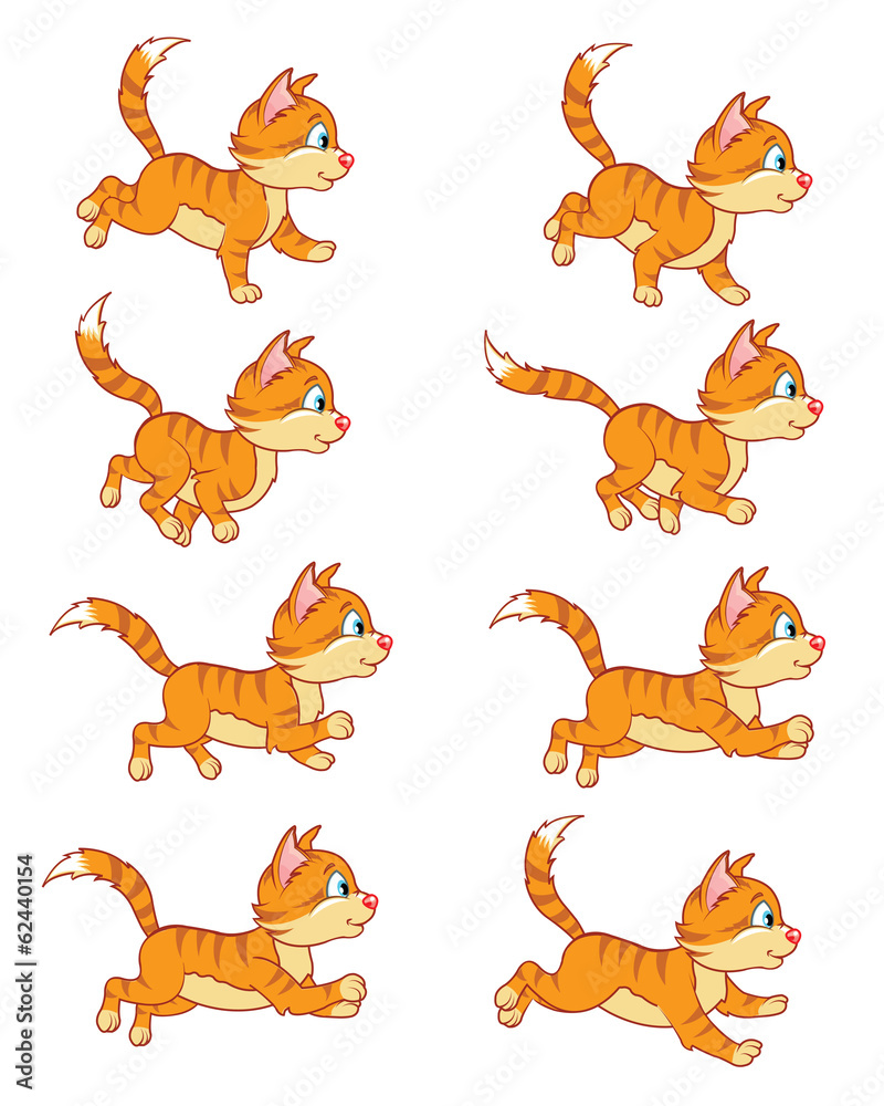 Running Cat Animation Sprite Stock Vector | Adobe Stock