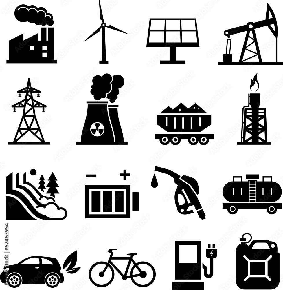 Energy icons black Stock Vector | Adobe Stock