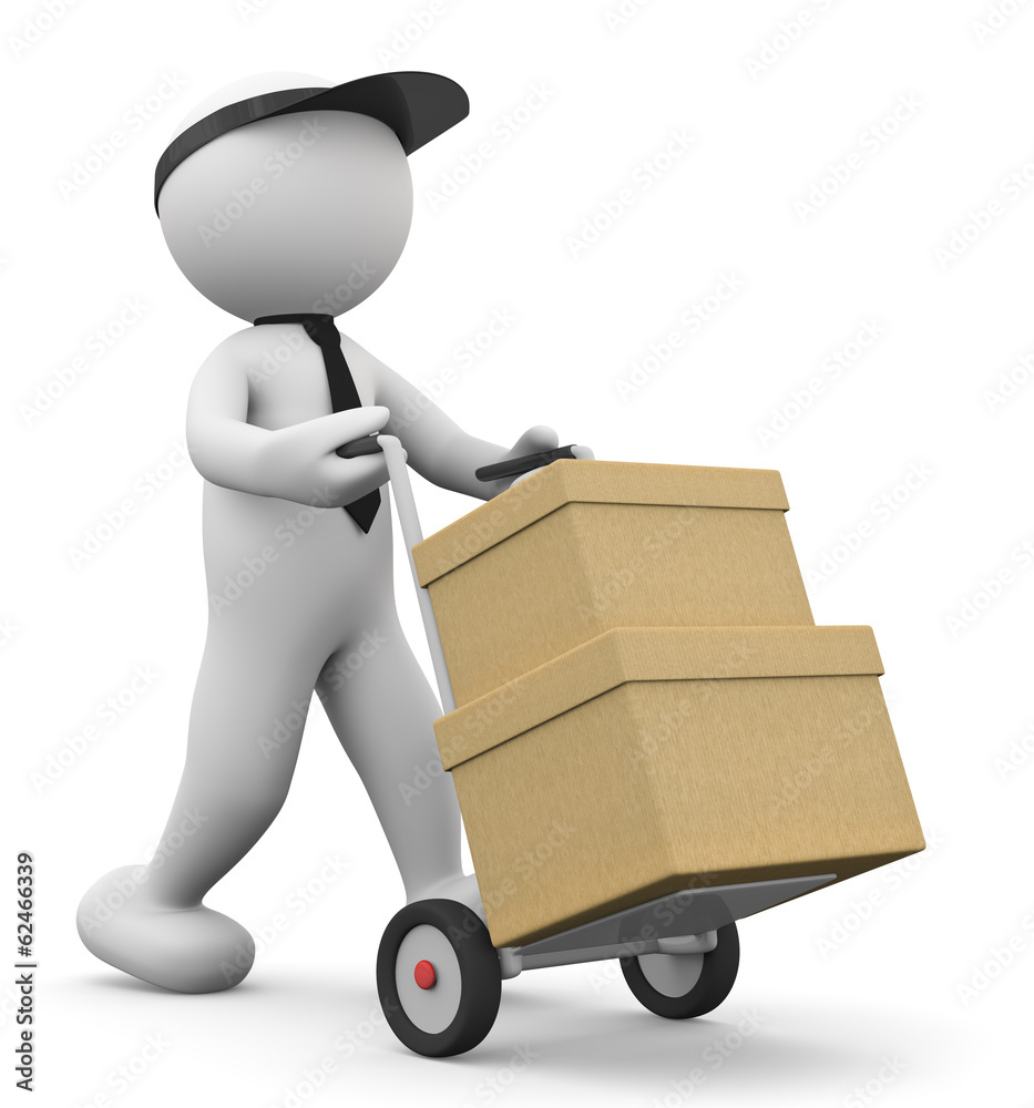 omino bianco con pacchi Stock Illustration | Adobe Stock