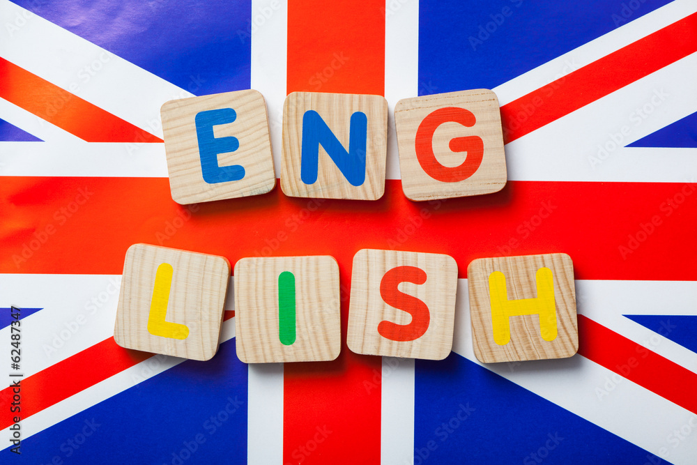 England Flagge Union Jack mit Wort English Stock-Foto | Adobe Stock