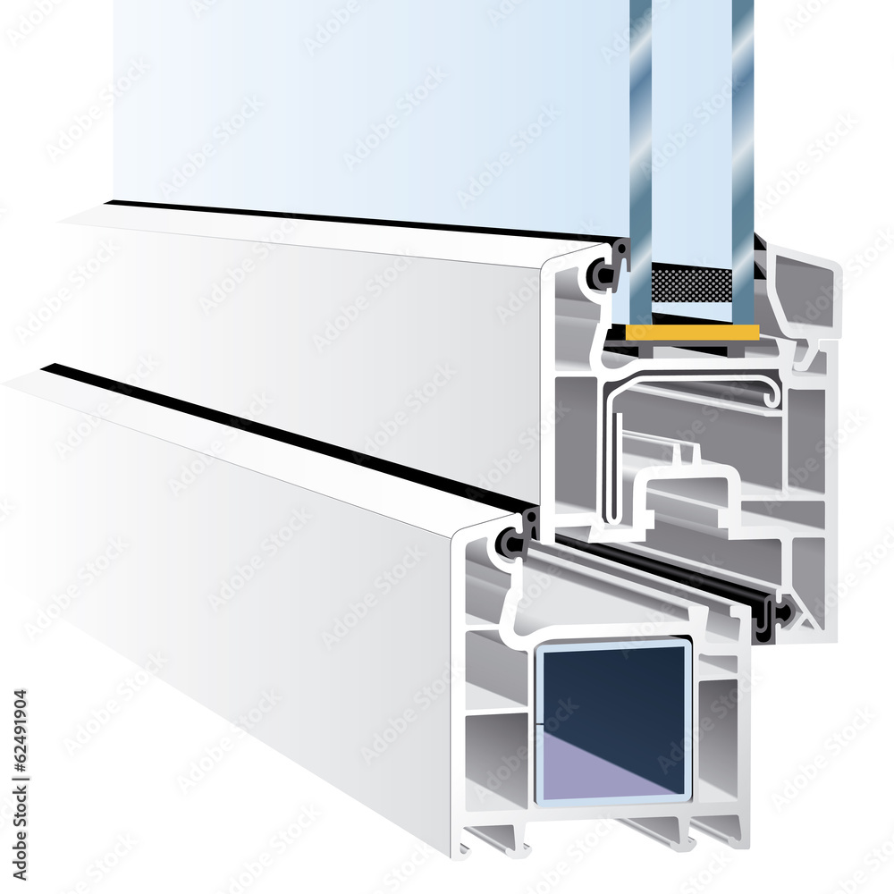 Cutaway model of a plastic window frame Stock Vector | Adobe Stock