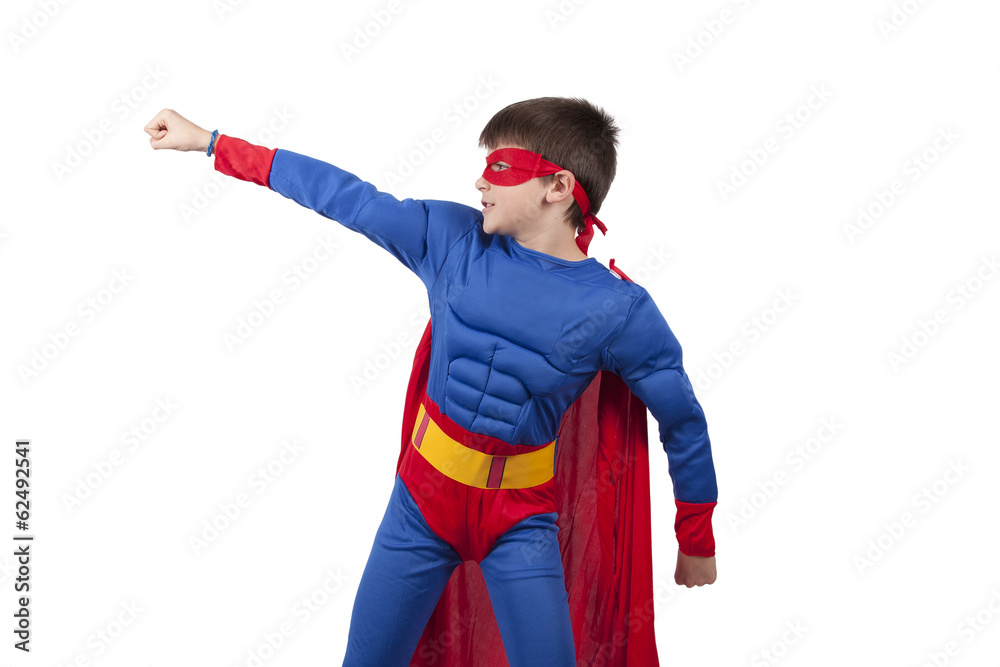 child superman costume isolated on white background Stock 写真 | Adobe Stock