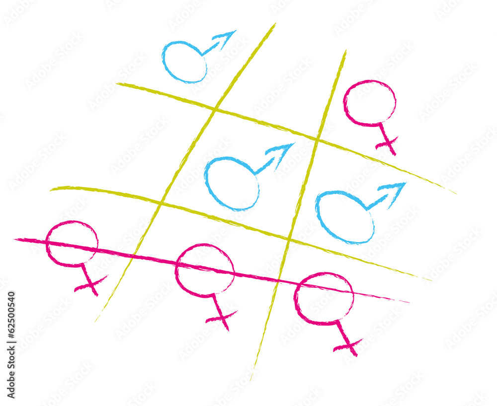 Tic tac toe with gender symbols masculine feminine Stock Vector | Adobe ...