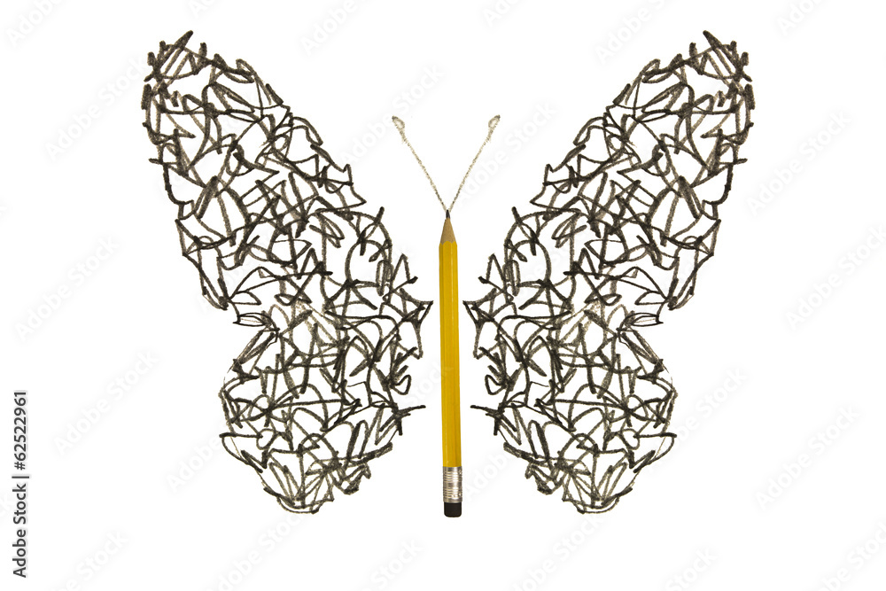 Pen sketch scribble made butterfly Stock Photo | Adobe Stock