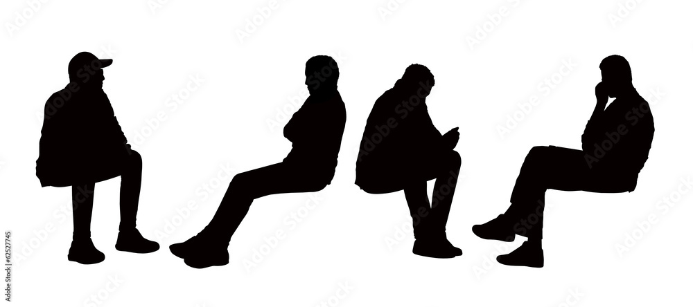 People Seated Outdoor Silhouettes Set 7 Stock Illustration Adobe Stock
