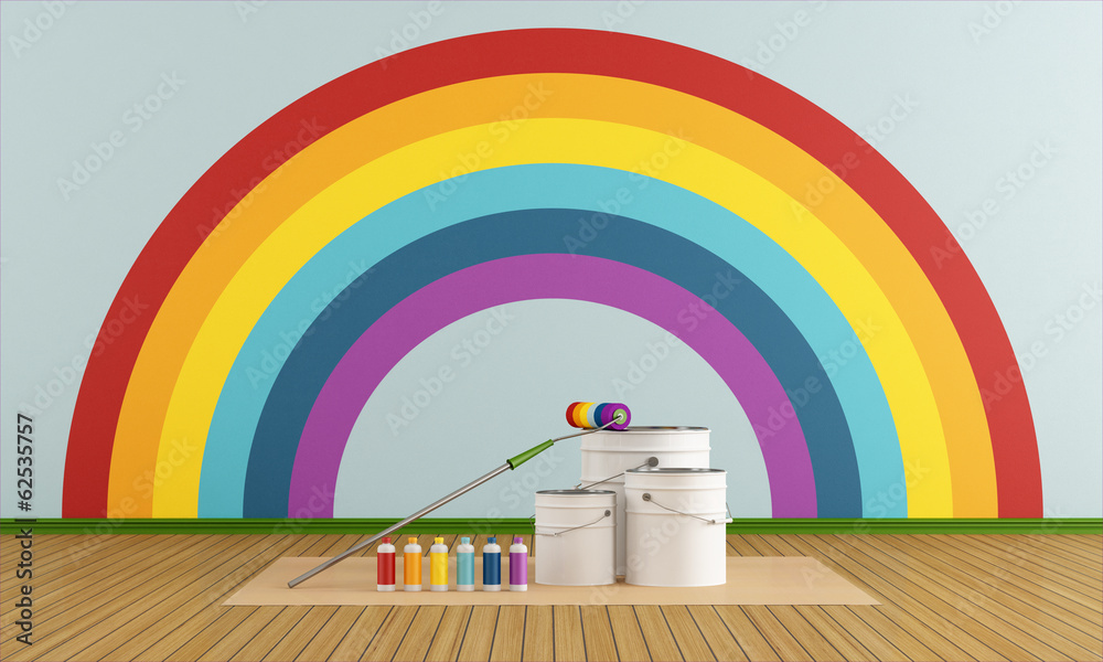 Select color swatch to paint wall with rainbow colors Stock ...