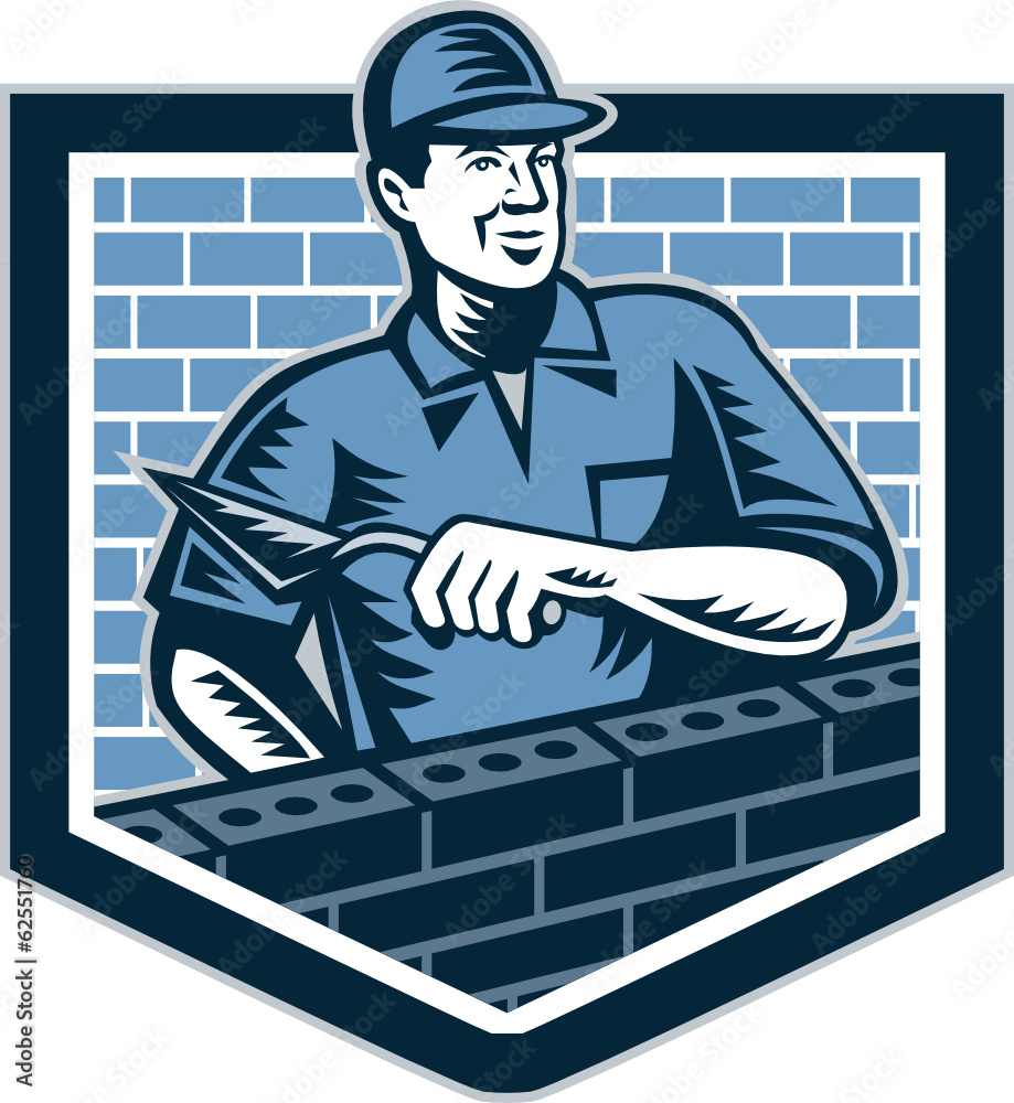 Brick Layer Mason Masonry Worker Retro Stock Vector | Adobe Stock