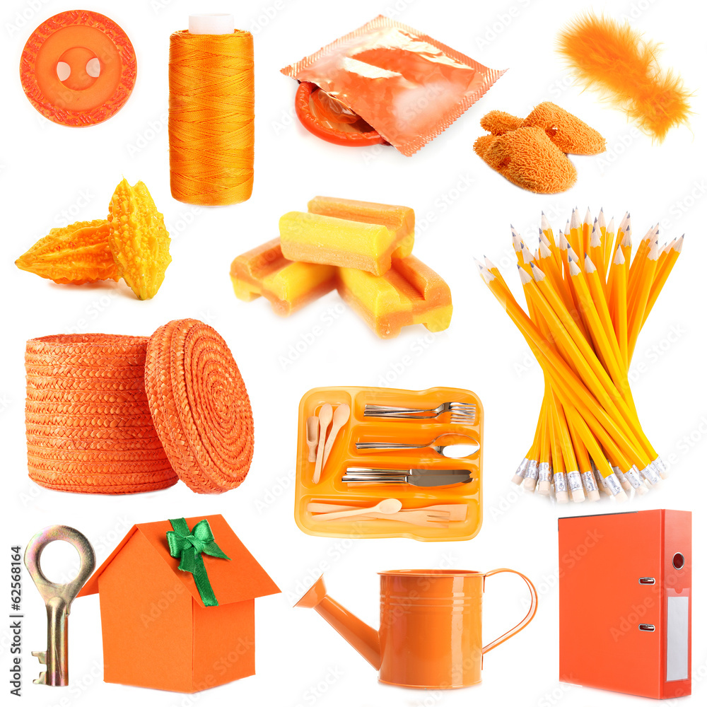 Collage of photos in orange color Stock Photo | Adobe Stock
