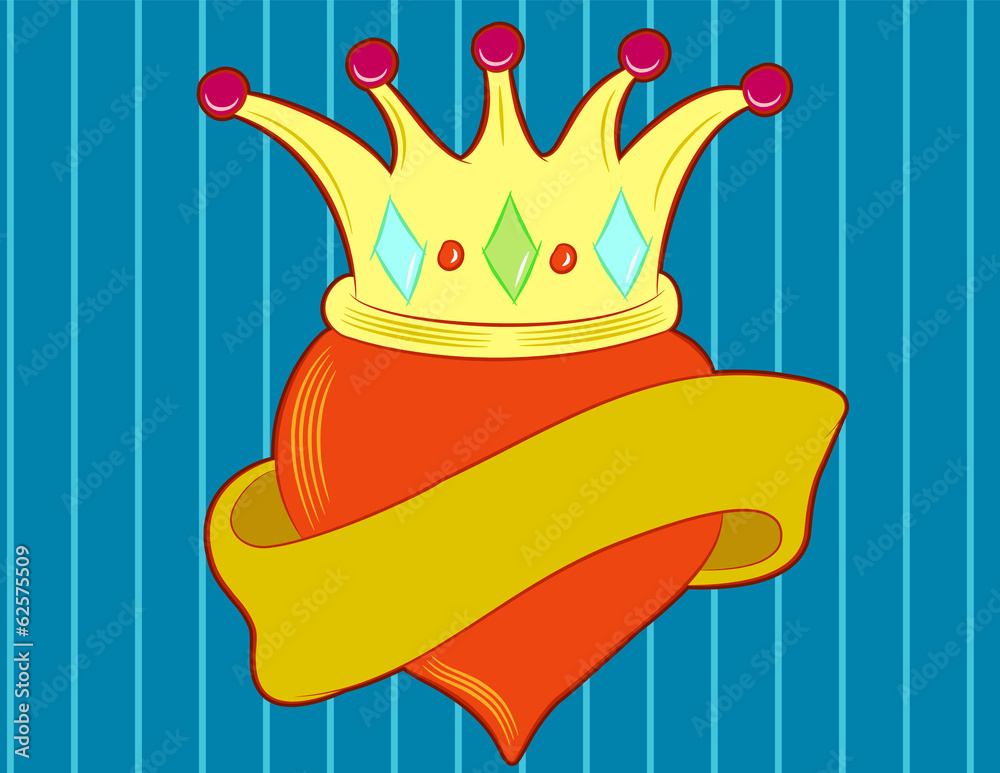 ilustracion vectoril de corazon estilo tattoo con corona y cinta Stock ...