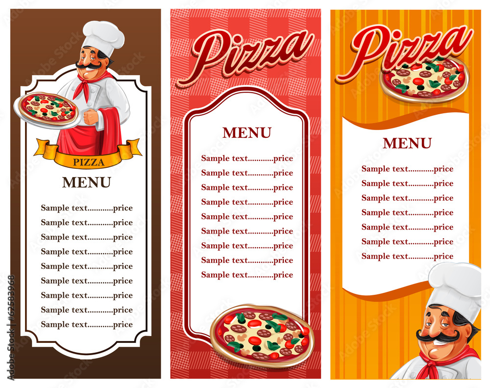 menu for pizza Stock Vector | Adobe Stock
