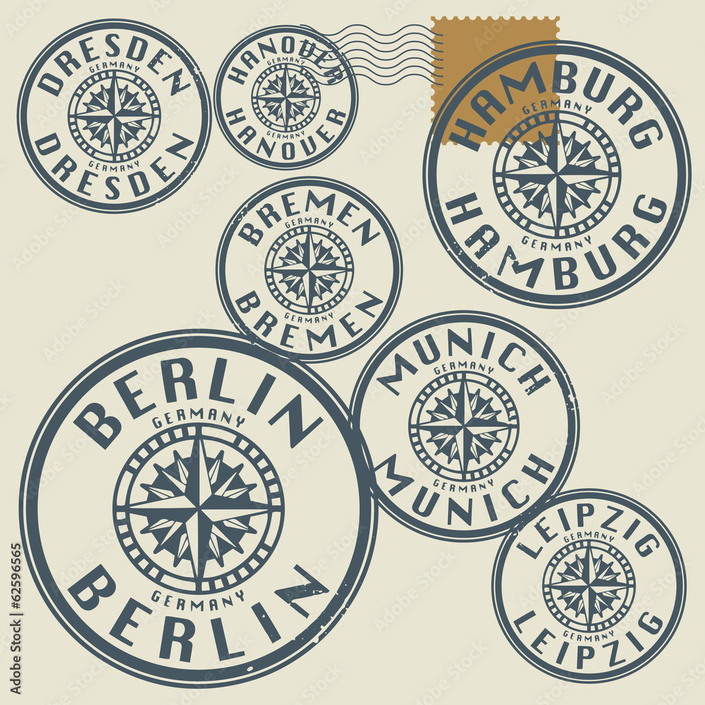 Grunge rubber stamp set with names of Germany cities Stock Vector ...