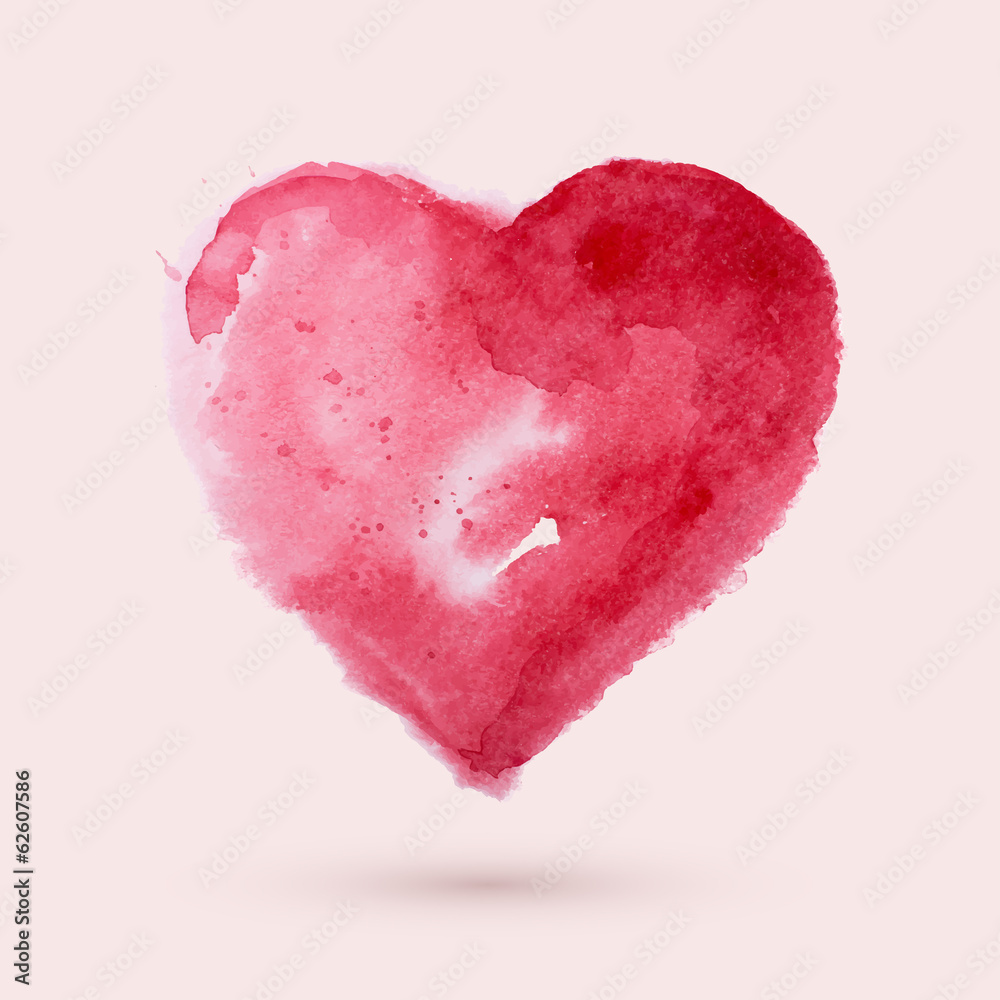 Watercolor heart, vector illustration Stock Vector | Adobe Stock
