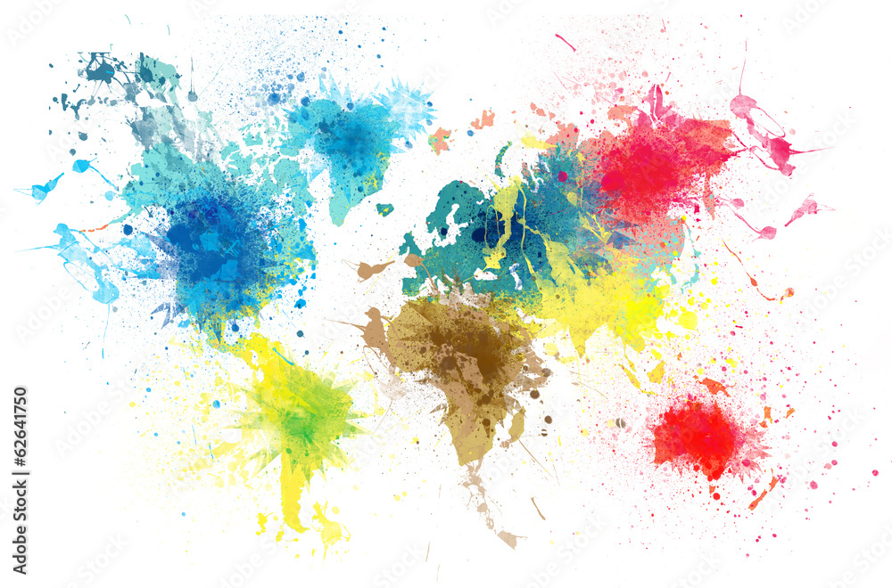 world map with paint splashes Stock Illustration | Adobe Stock