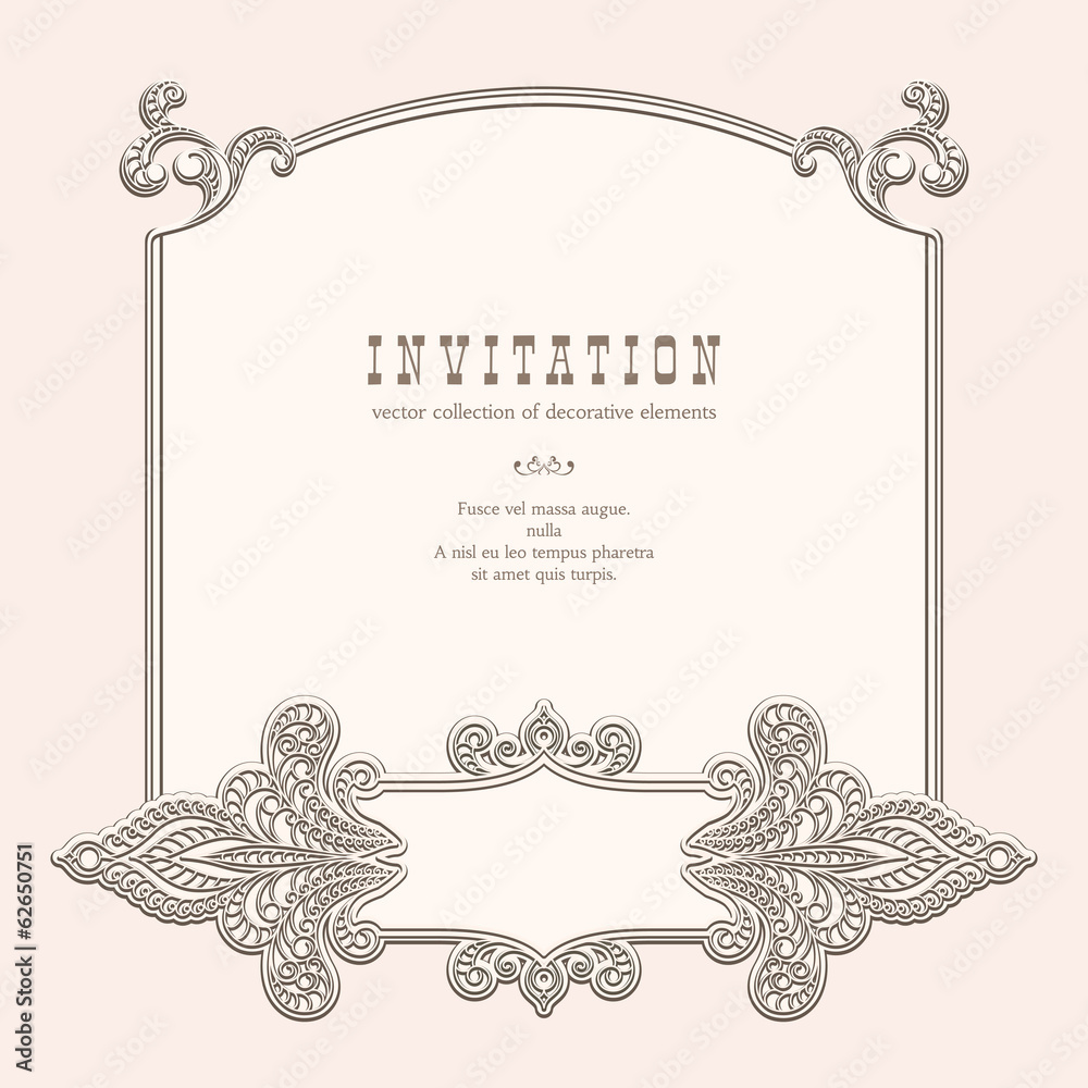 Vintage frame, filigree invitation background Stock Vector | Adobe Stock