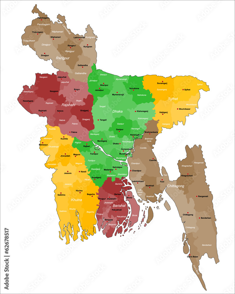 Map of Bangladesh Stock Vector | Adobe Stock