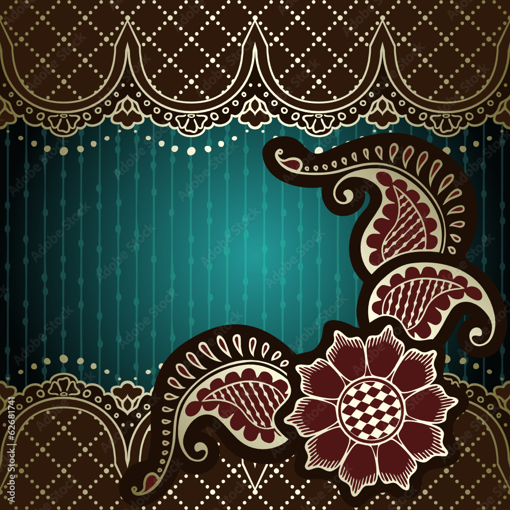 Green & gold background inspired by Indian mehndi designs Stock Vector ...