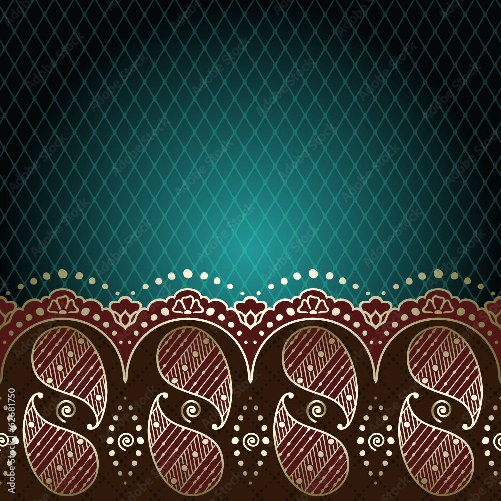 Green & gold background inspired by Indian mehndi designs Stock Vector ...