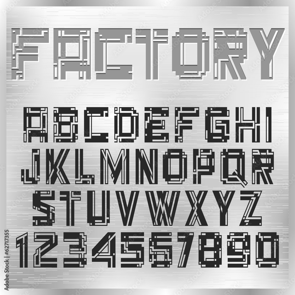 Vector alphabet letters in industrial style Stock Vector | Adobe Stock
