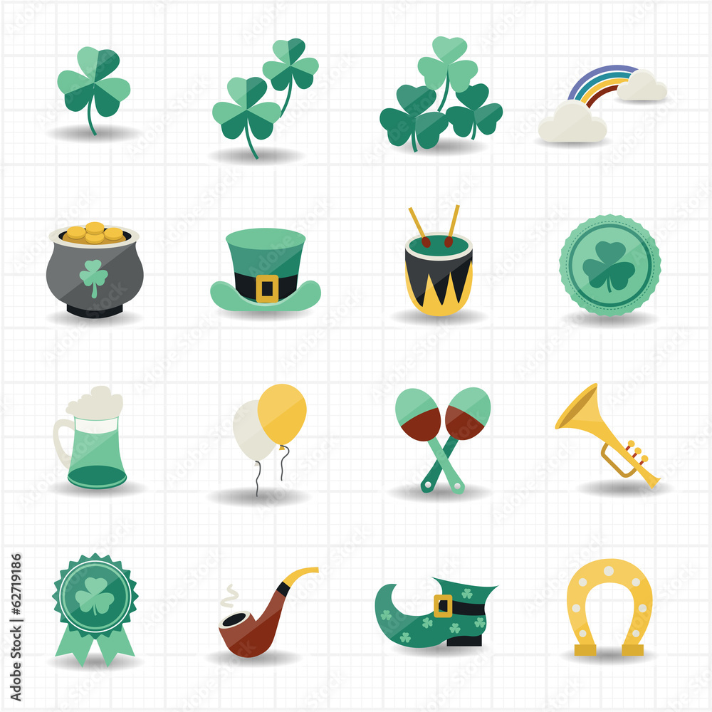 st patricks day icons with white background Stock Vector | Adobe Stock