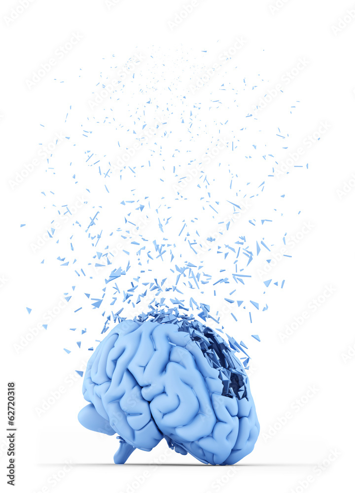 Shattered human brain. Stress concept. Isolated Stock Illustration ...