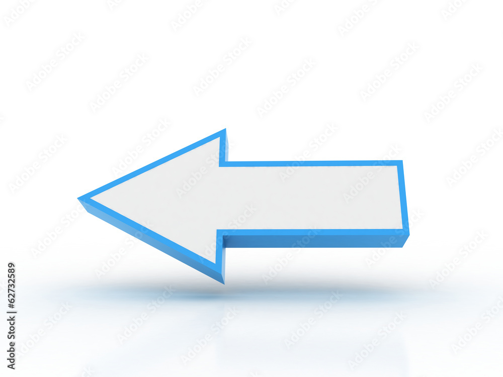 3d arrow pointing left isolated on white background Stock Illustration ...