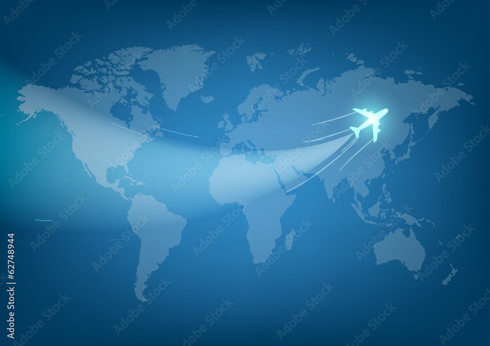 vector world travel map with airplanes Stock Vector | Adobe Stock