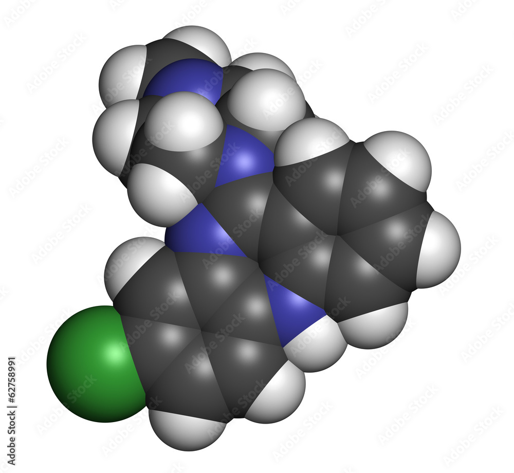 Clozapine atypical antipsychotic drug molecule. Neuroleptic drug Stock ...