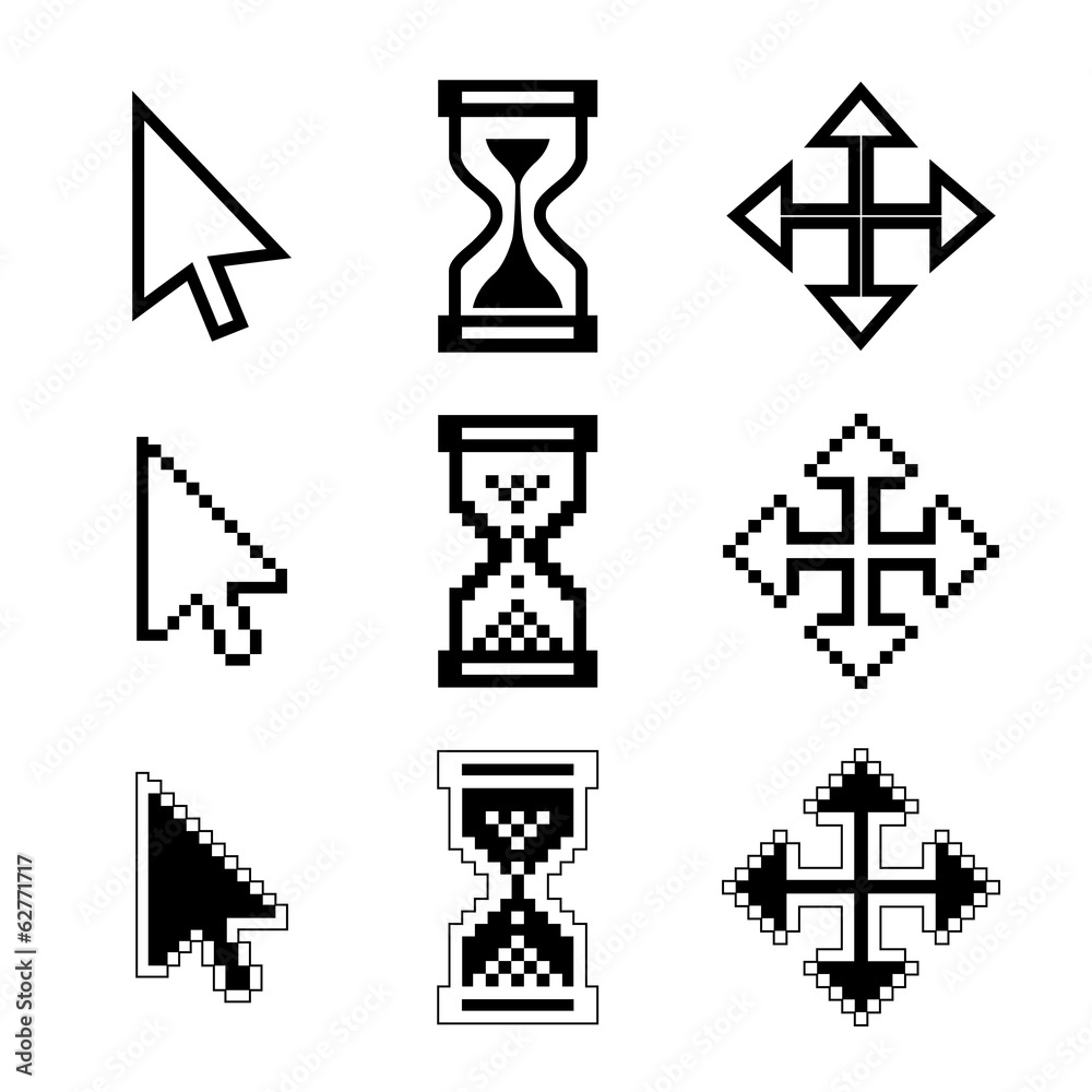 Pixel cursors icons Stock Vector | Adobe Stock