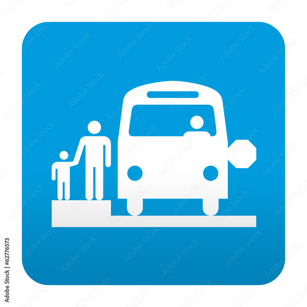 Etiqueta tipo app azul simbolo autobus escolar Stock Illustration ...