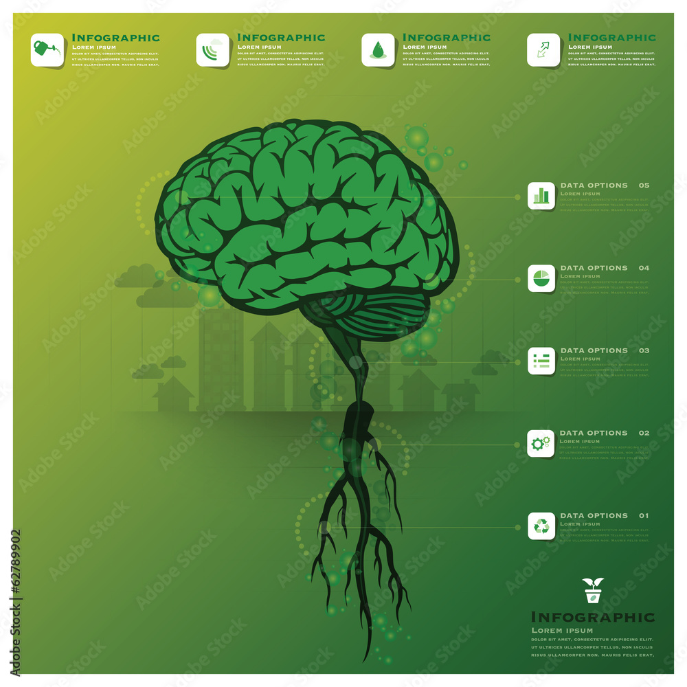 Brain Tree And Root Infographic Science Background Stock Vector | Adobe ...