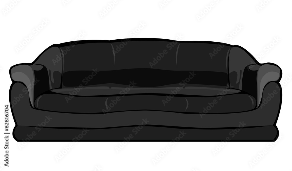 vector cartoon black couch isolated on white background Stock Vector ...