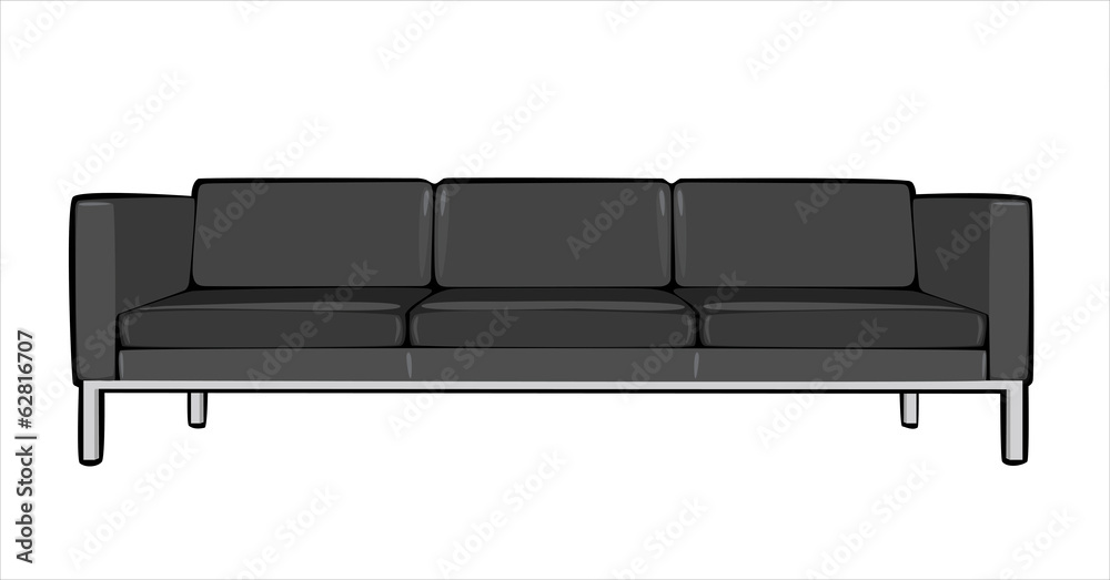 vector cartoon gray couch isolated on white background Stock Vector ...