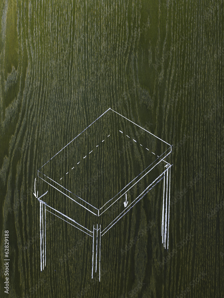 A line drawing image on a natural wood grain background. A rectangular ...