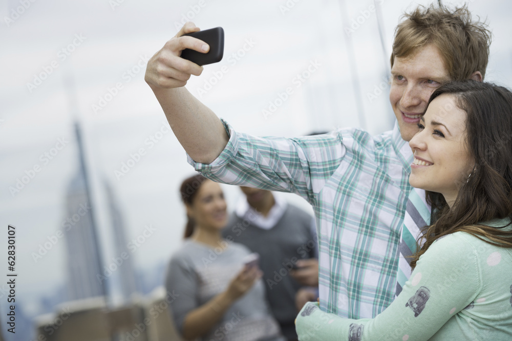 New York City. An observation deck overlooking the Empire State ...