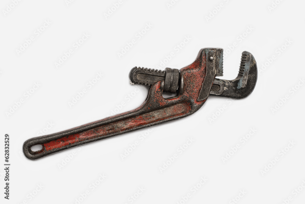 Used Tools. A worn and well used mole wrench or adjustable spanner ...
