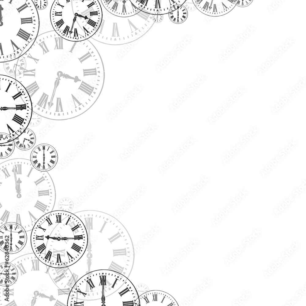 Time Clocks Black & White Background Border Stock Illustration | Adobe ...
