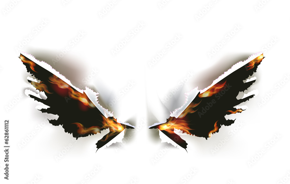 Ripped paper and flame collection, wings Stock Illustration | Adobe Stock