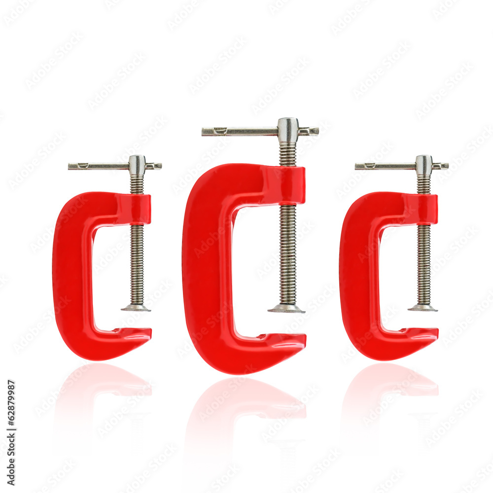 Red clamp isolated on white background Stock Photo | Adobe Stock