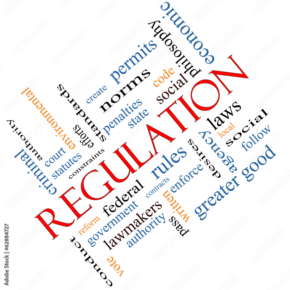 Regulation Word Cloud Concept Angled Stock Illustration | Adobe Stock